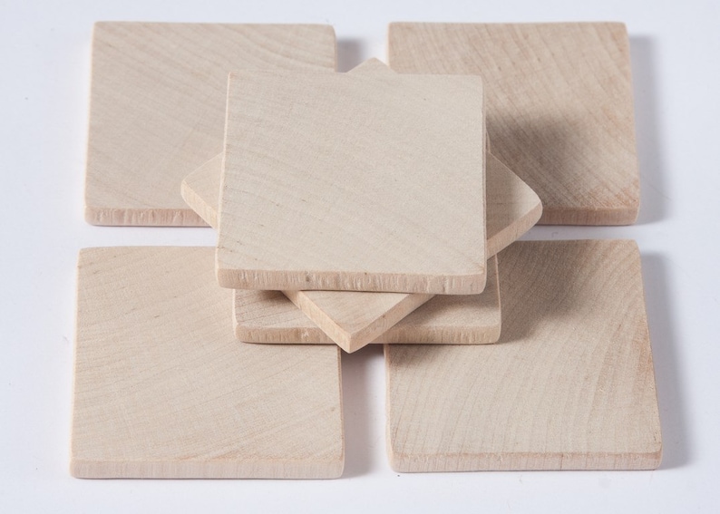 10 Pcs Unfinished 1 3/4” (4,5cm) Wood Squares for Wood Crafts, Wooden ...