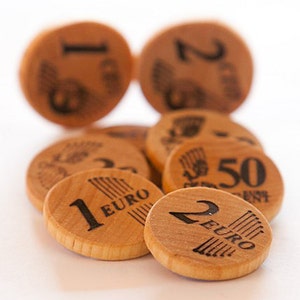 Wooden Toy EU Coins Play Money Wooden Euro Math Game - Etsy