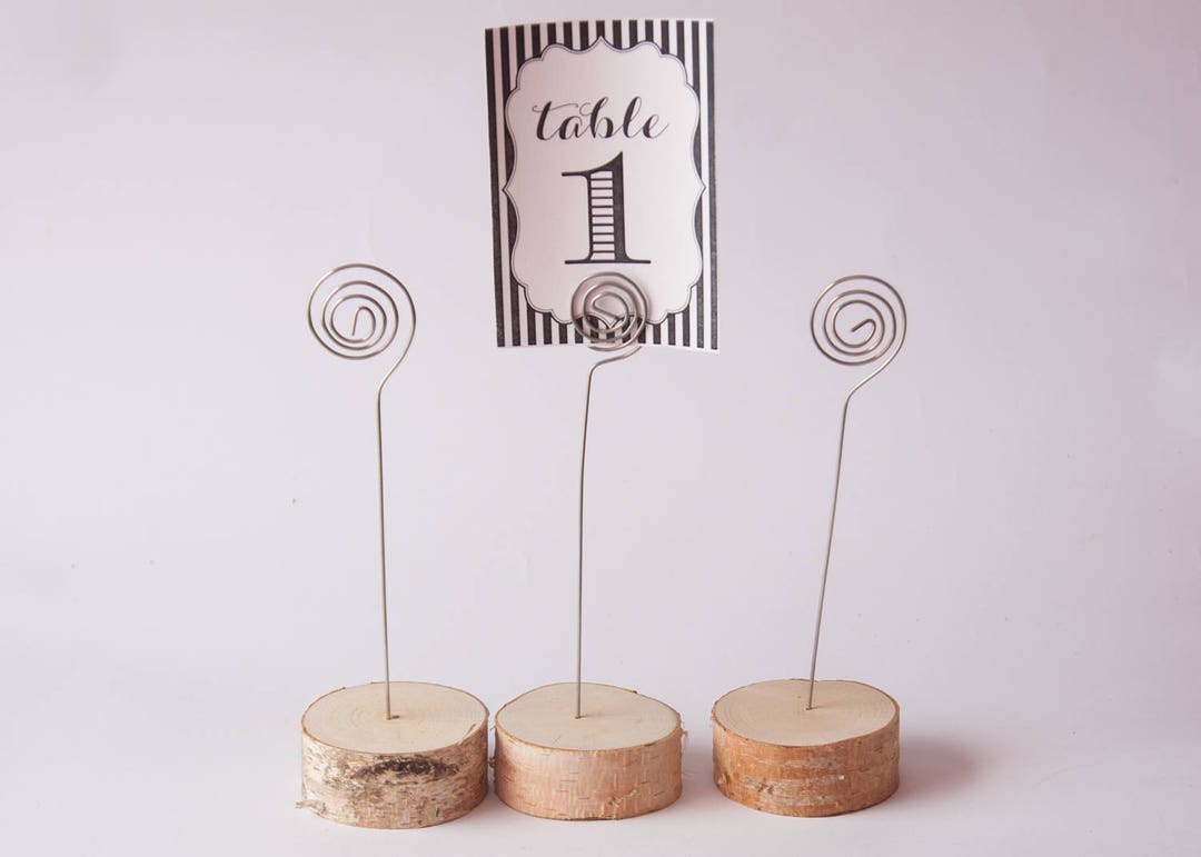 10 Rustic Wedding Table Number Holder With Wire, Place Card Holder ...