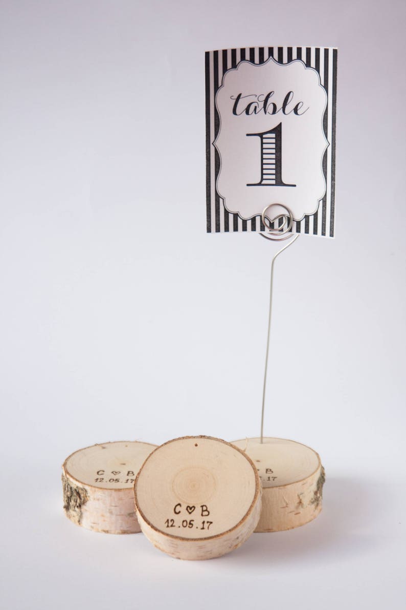 10 personalized rustic wedding table number holder with wire | Etsy