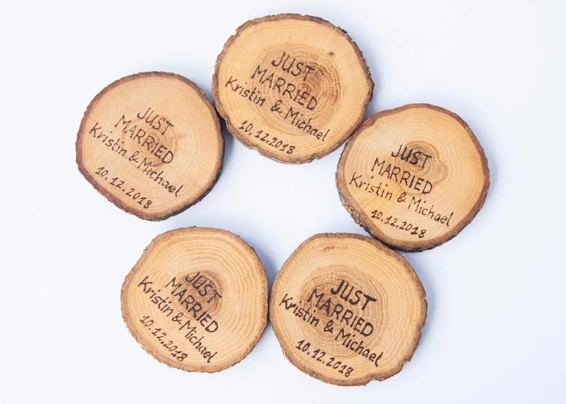 40 oak wood coasters 3 4 rustic wedding decors | Etsy