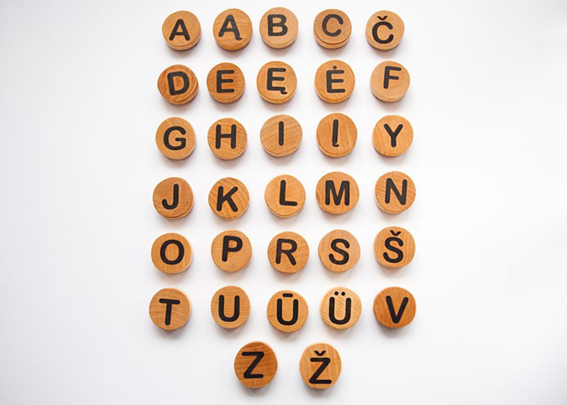 Wooden Lithuanian Letter Magnets Montessori Alphabet Magnets - Etsy