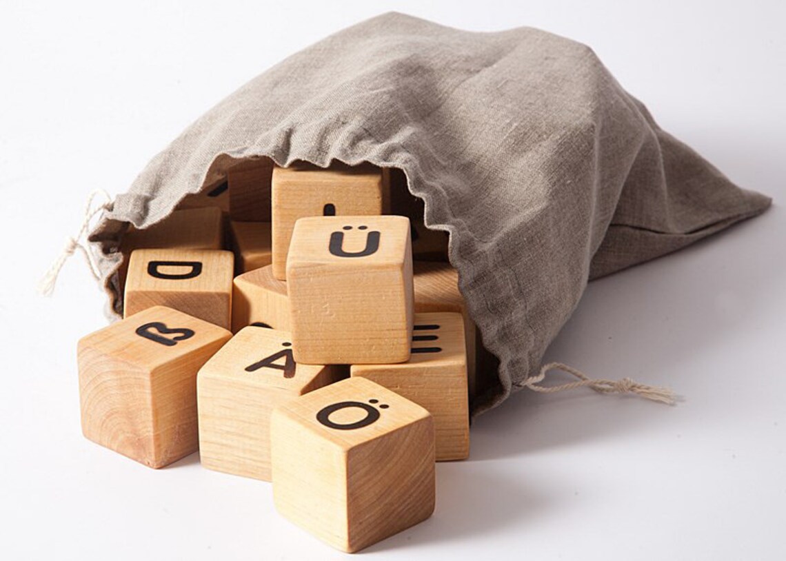 German Alphabet Blocks, Blocks With Letters, Wooden Building Blocks ...