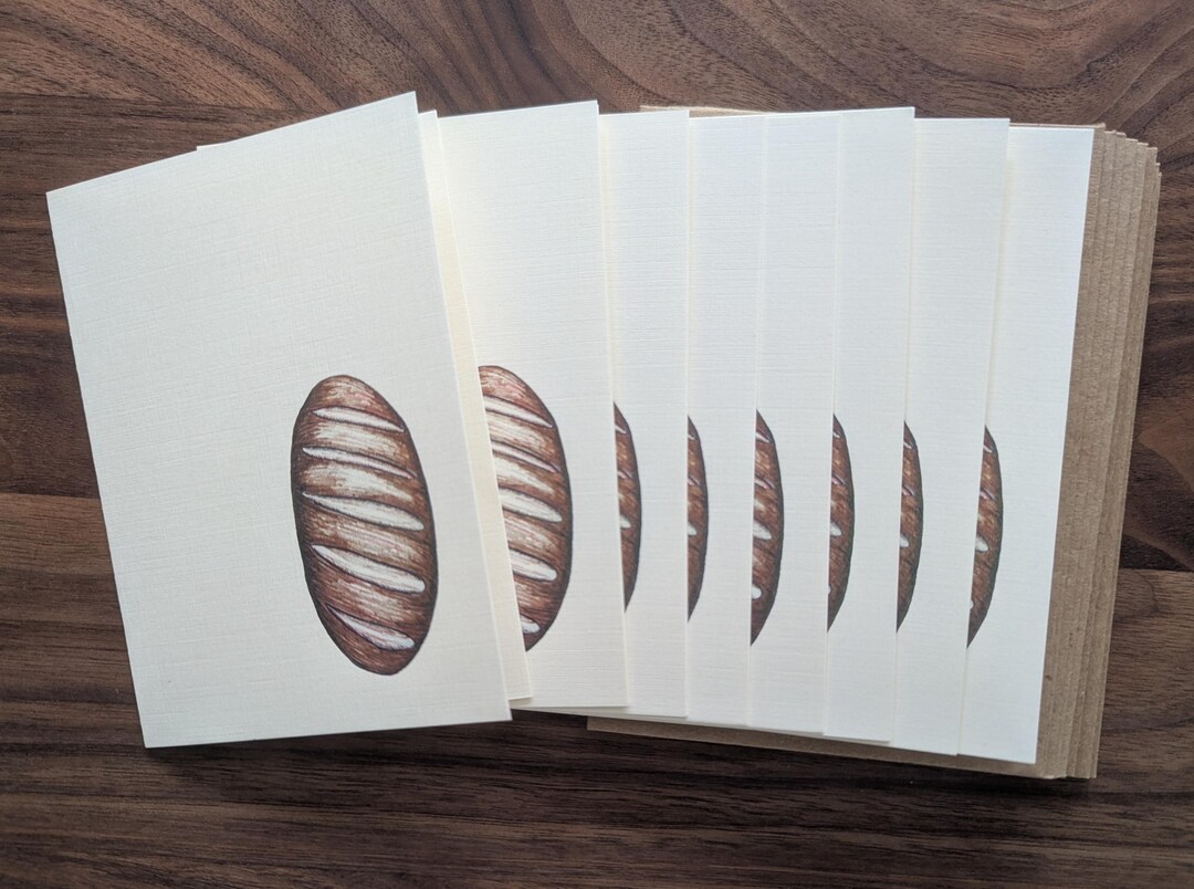 Bread Loaf Illustrated Note Cards (set of 8) Bread Baker Cards - Etsy