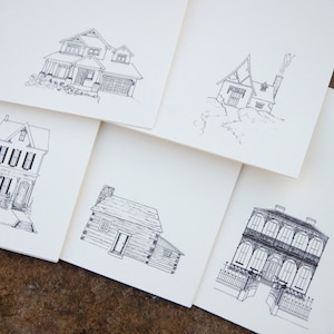 Illustrated House Notecards (set of 10) - Etsy
