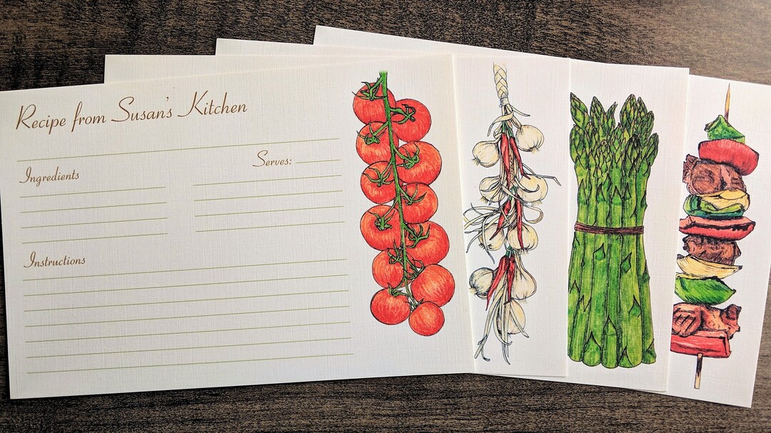 Summer BBQ Personalized Recipe Cards {set of 20} - Made to Order - Etsy