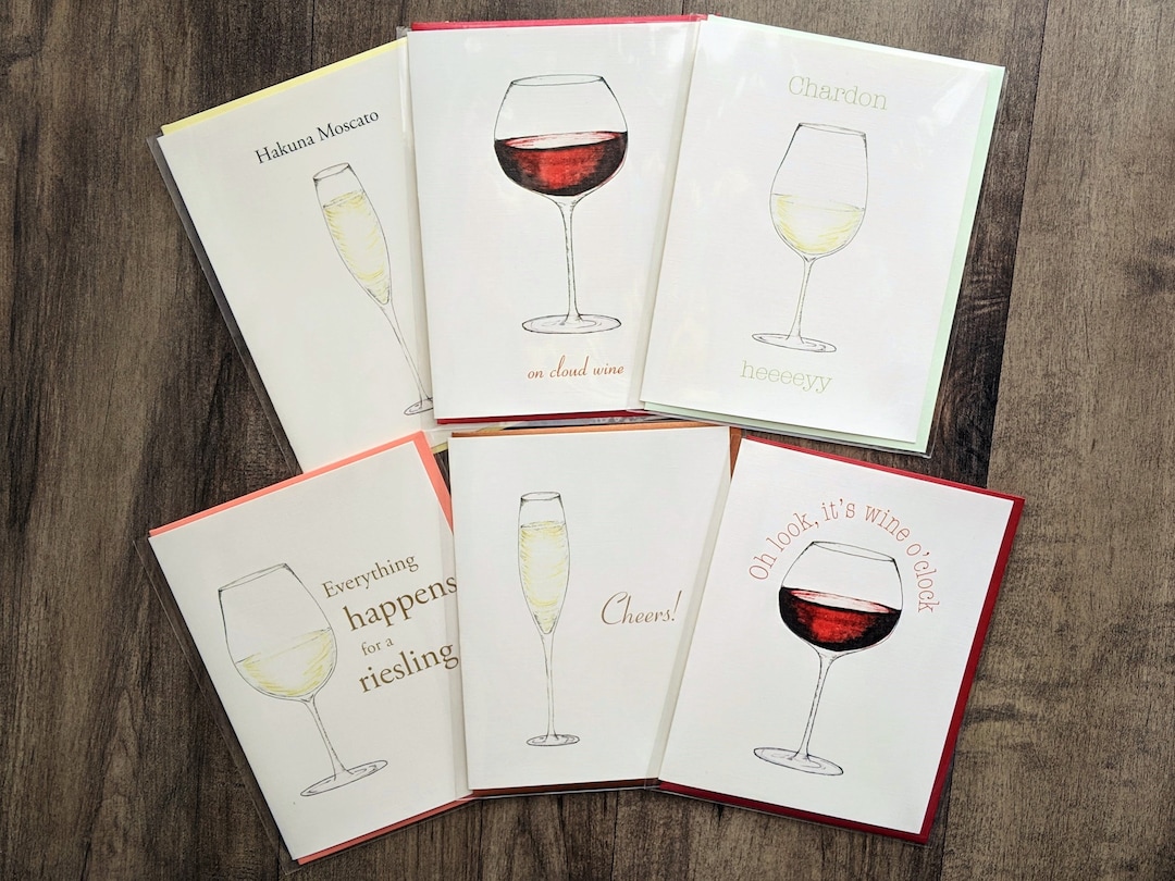 Wine-themed Greeting Cards (set of 6) - Etsy