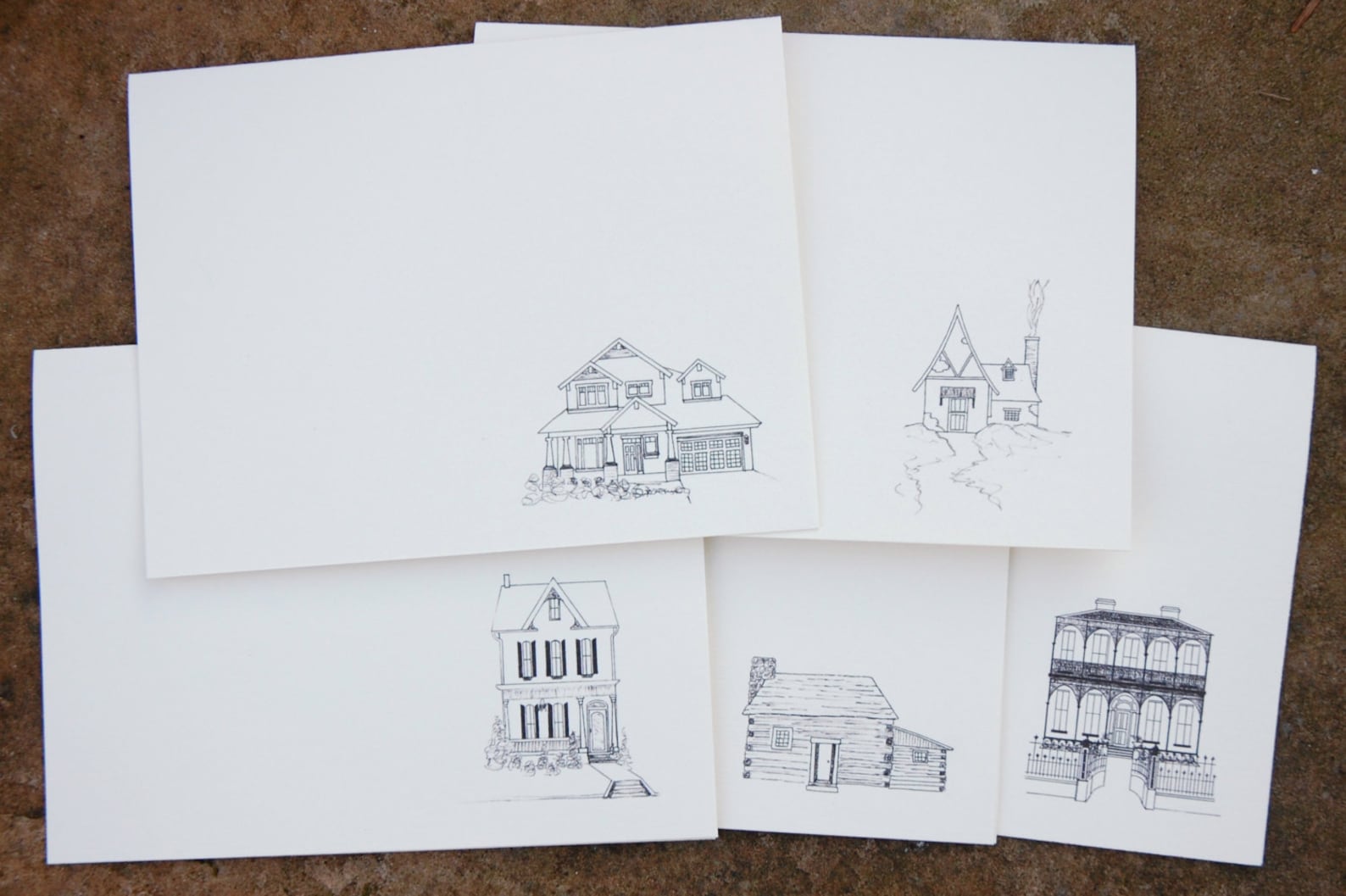 Illustrated House Notecards (set of 10) - Etsy