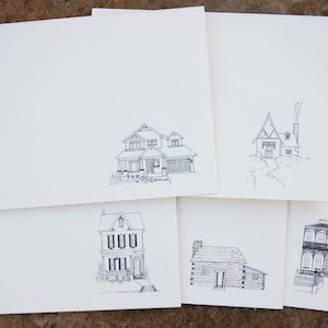Illustrated House Notecards (set of 10) - Etsy