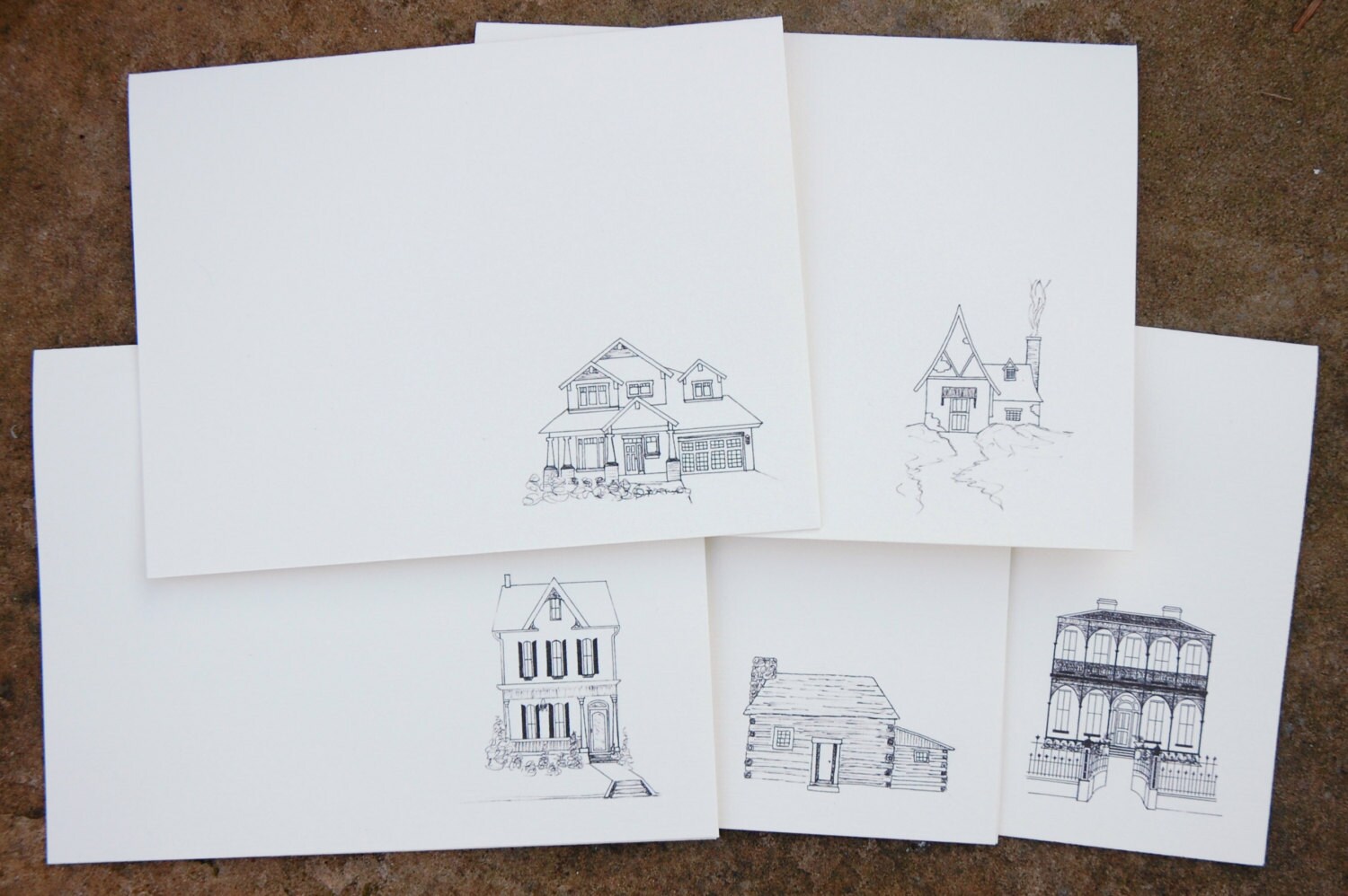 Illustrated House Notecards (set of 10) - Etsy