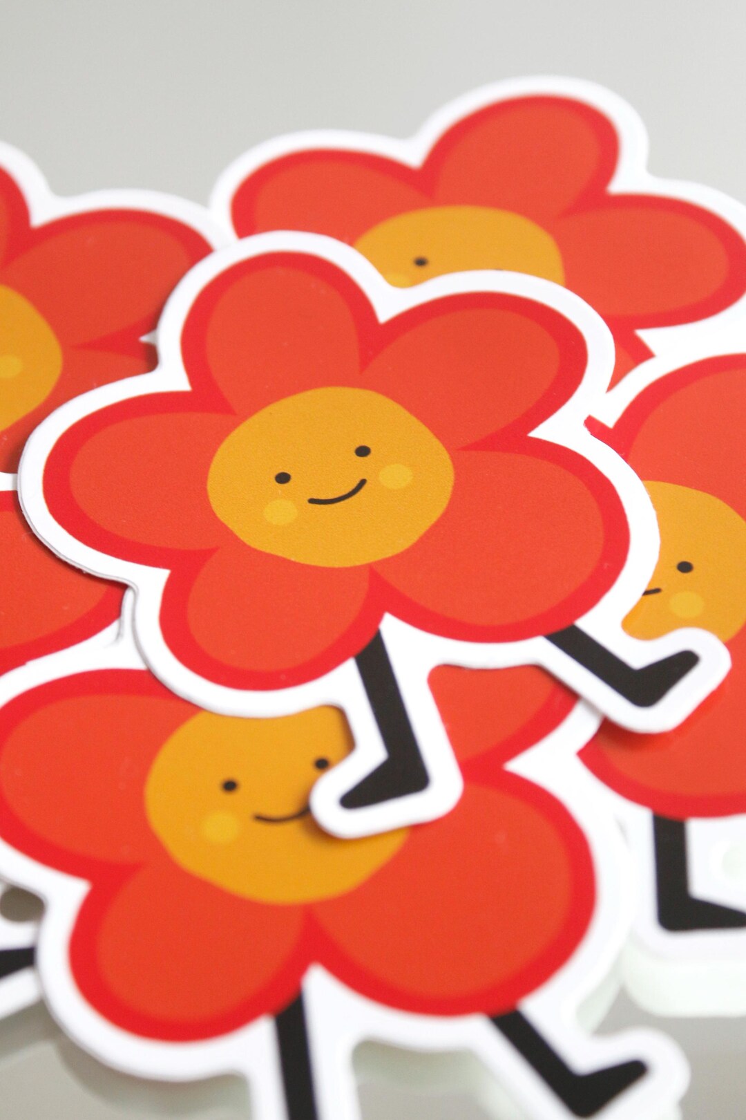 Flower Face Sticker / Cute Flower Sticker / Scrapbooking / Orange ...