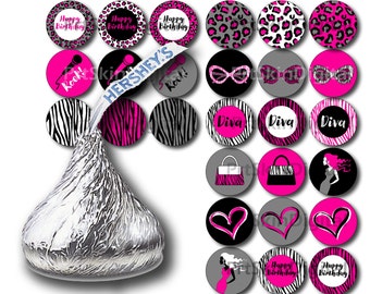 Chocolate Kisses Labels Happy Birthday Stickers for Hershey | Etsy