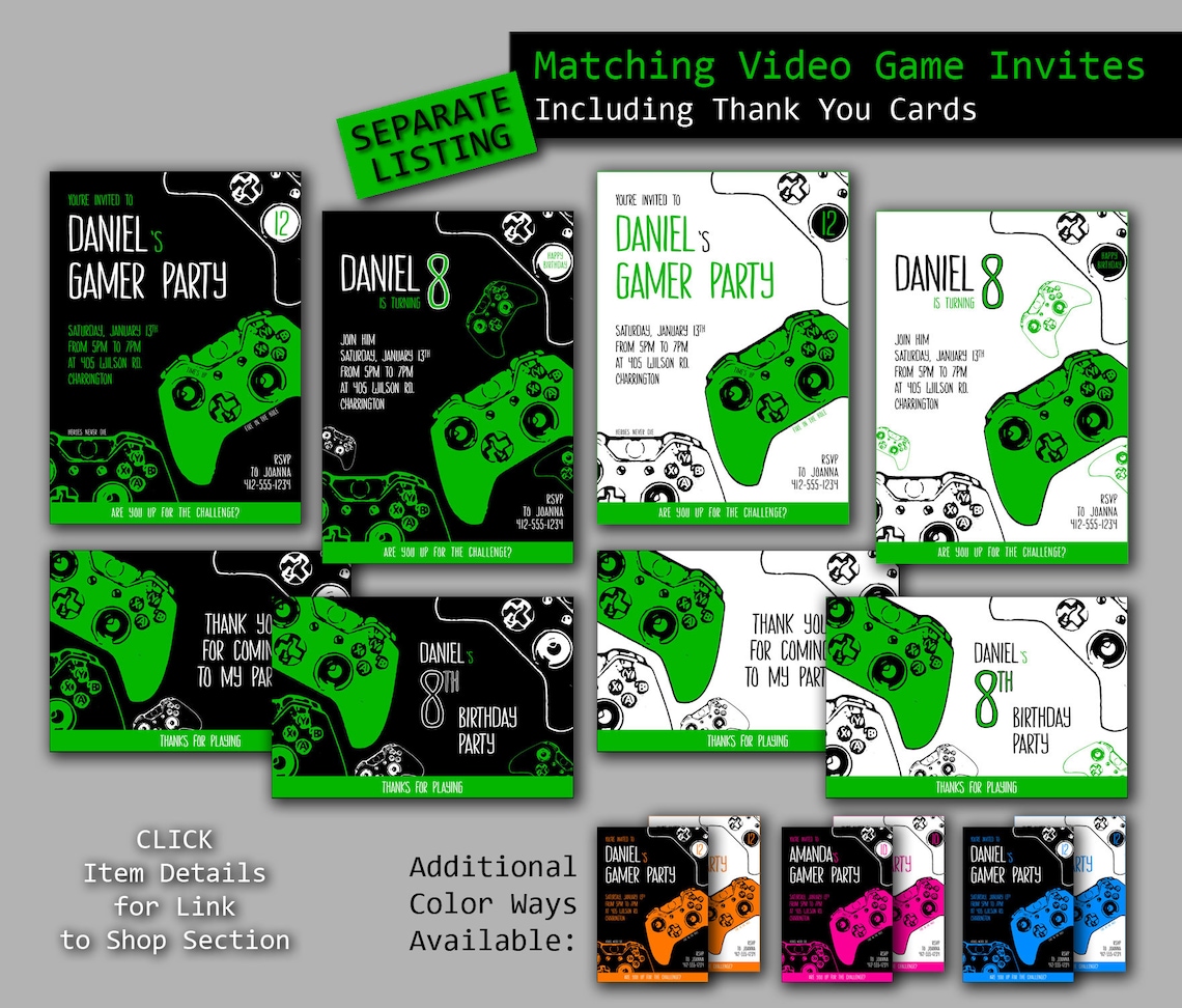 Video Game Party Favor Tags, Printable Thank You Tags, Gamer Party ...