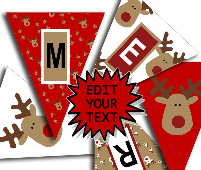 Editable Merry Christmas Banner, Christmas Party Printable Sign ...