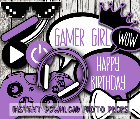 Printable Girl Gamer Photo Props, Video Game Party Photo Props, Game ...