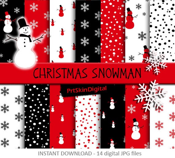 Christmas Digital Paper "Christmas Snowman", Holiday Digital Paper ...