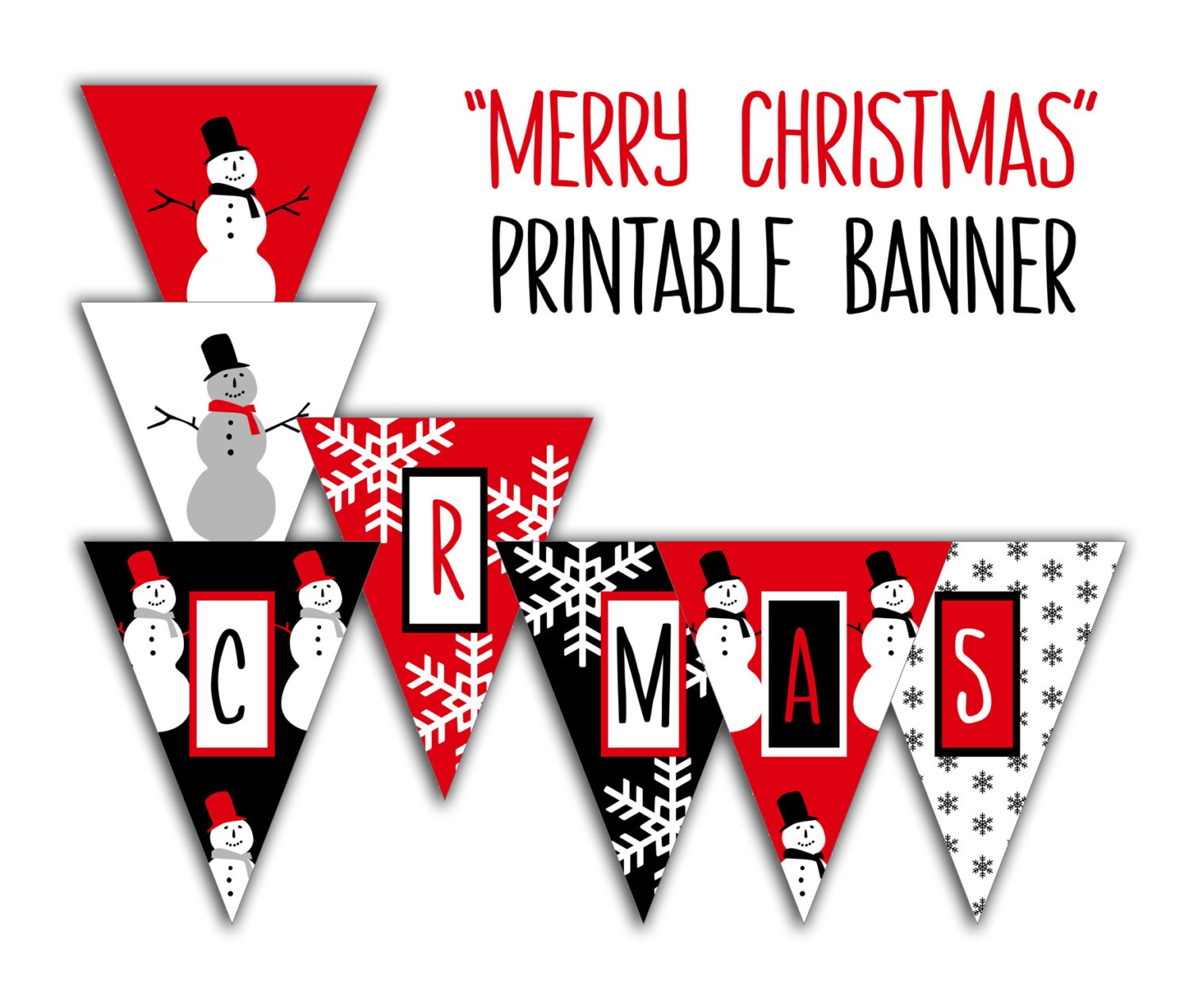 Merry Christmas Banner - Christmas Party Printable Sign, Christmas ...