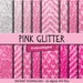 Pink Glitter Digital Paper Pack With Chevron Stripes and Hearts ...