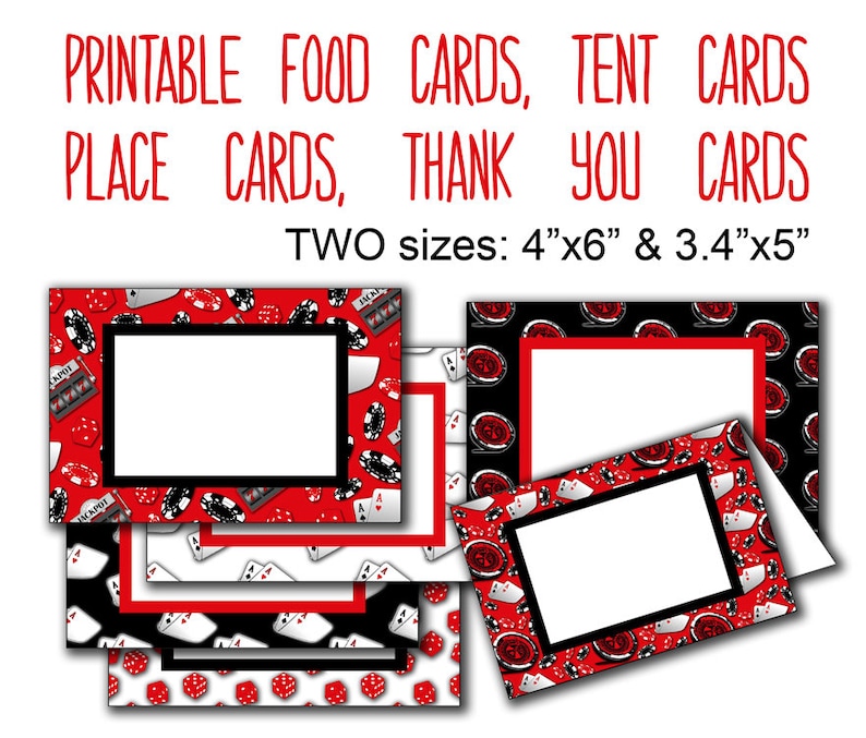 Printable Casino Food Cards, Poker Party Food Tags, Thank You Labels ...