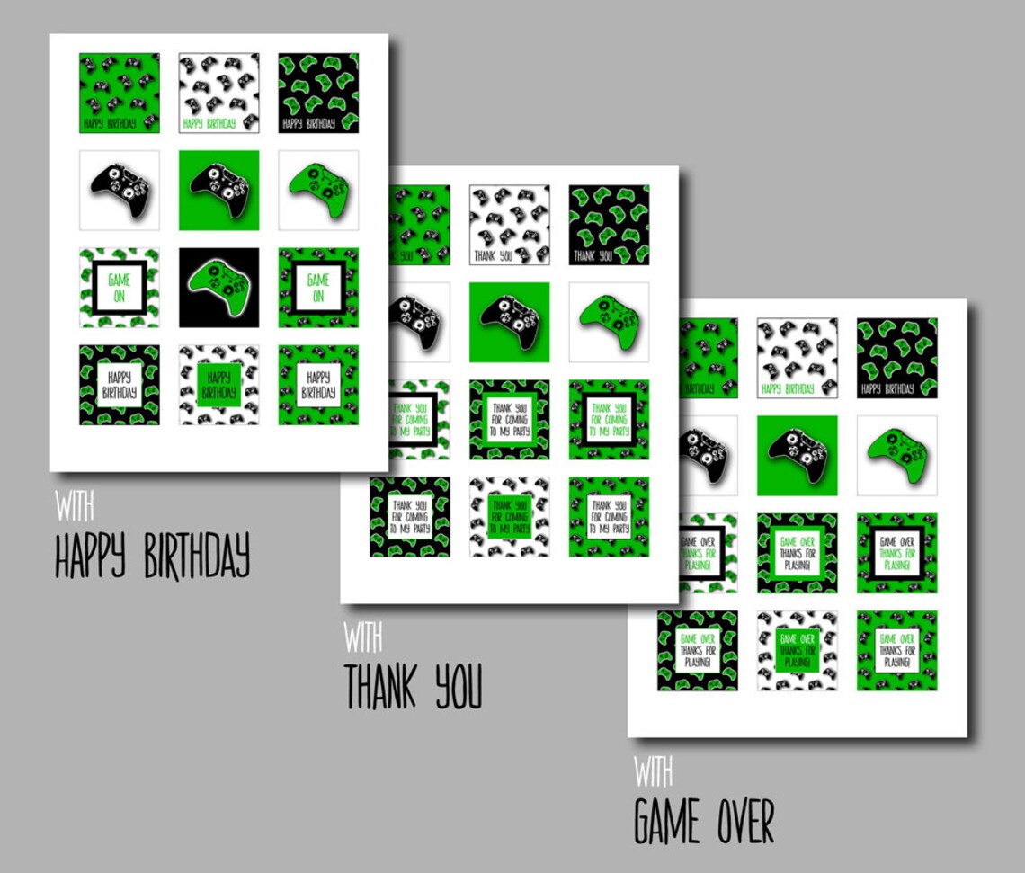 Video Game Party Favor Tags, Printable Thank You Tags, Gamer Party ...