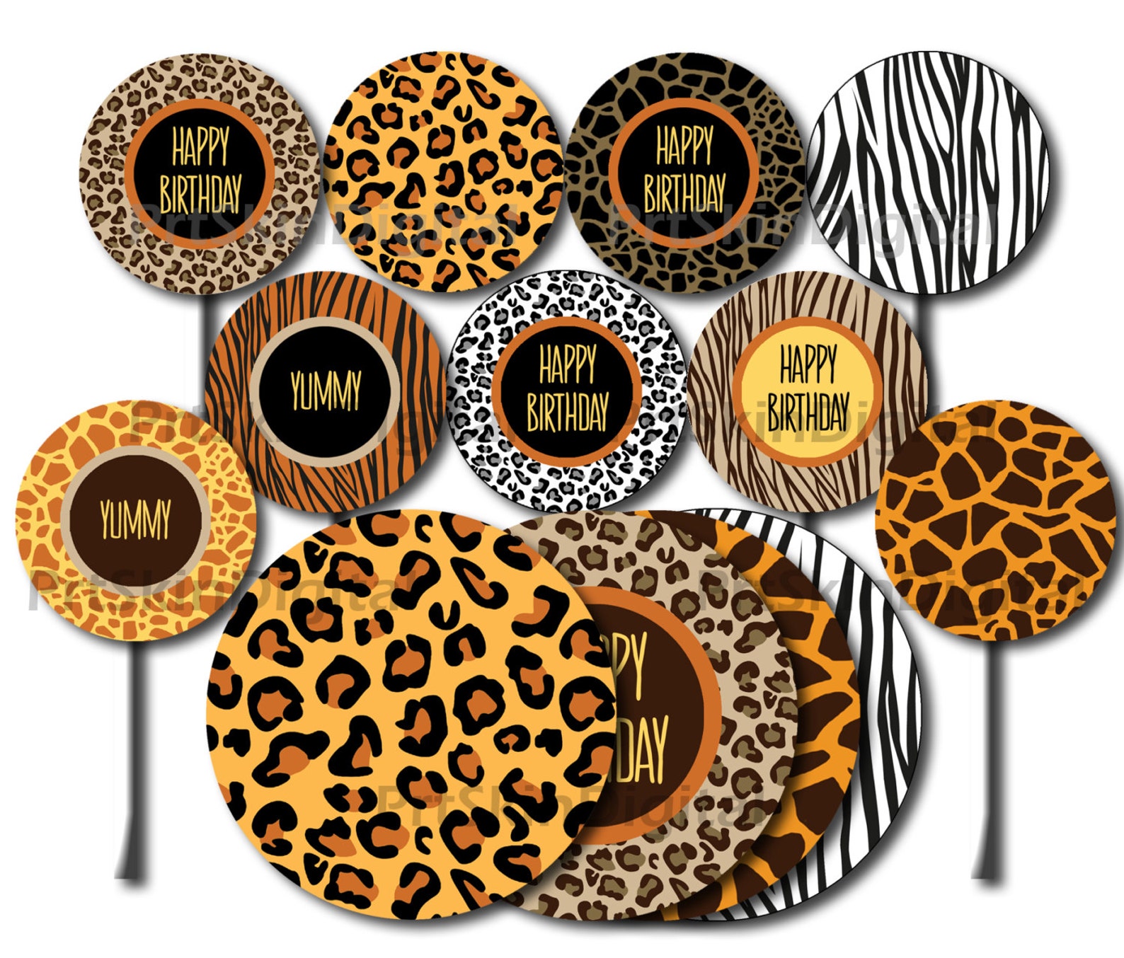 Safari Cupcake Toppers, Printable Safari Cake Topper, Safari Baby ...