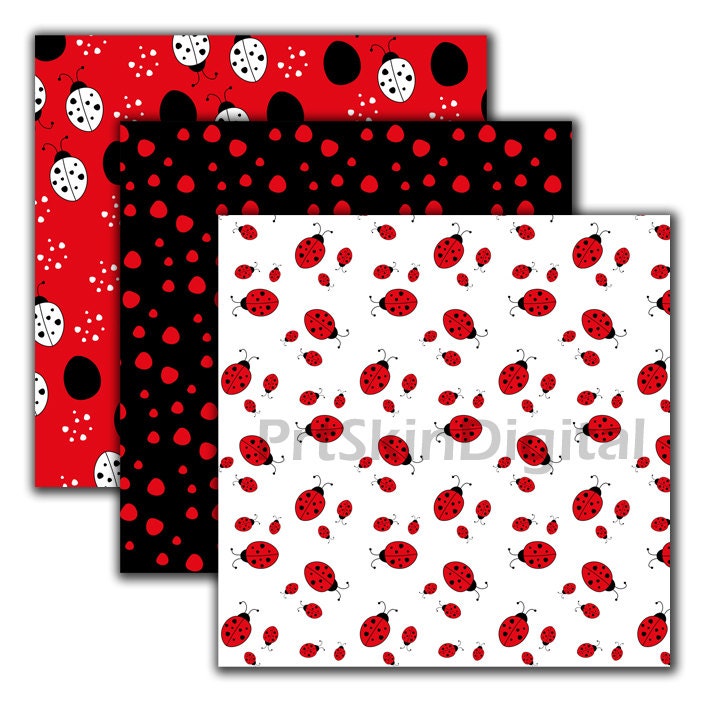 Ladybug Digital Paper, Ladybug Decorations, Ladybug Decor, Ladybug Baby ...