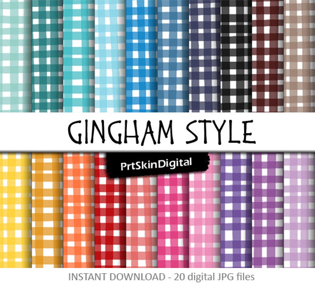 Gingham Digital Paper gingham Style, Rainbow Digital Paper in 20 ...