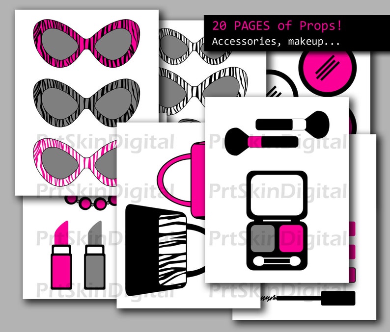 Diva Photo Booth Props, Printable Photo Props, Pink Birthday Party ...