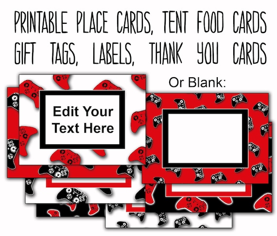 Video Game Editable Tags, Printable Food Labels, Place Cards, Birthday ...