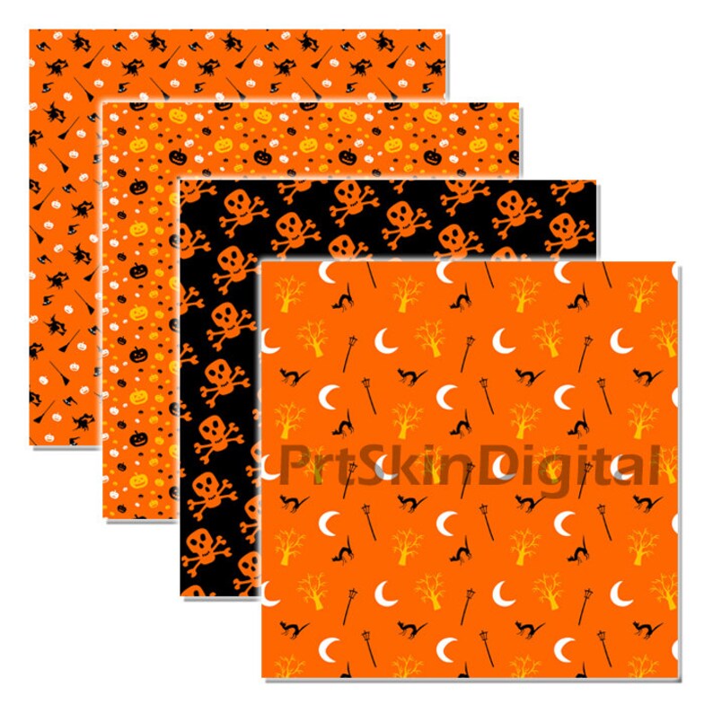 Halloween Digital Paper Pack: scary Halloween With Witches, Pumpkins ...