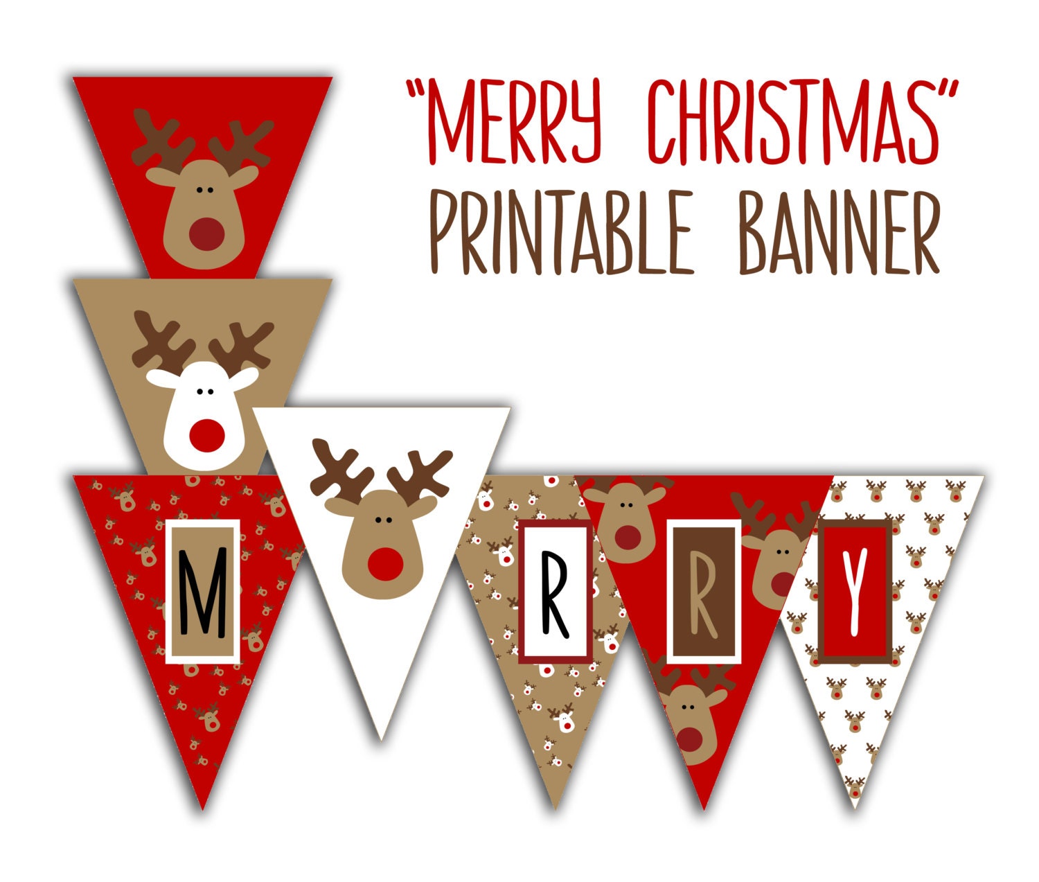 Merry Christmas Banner - Christmas Party Printable Sign, Christmas ...