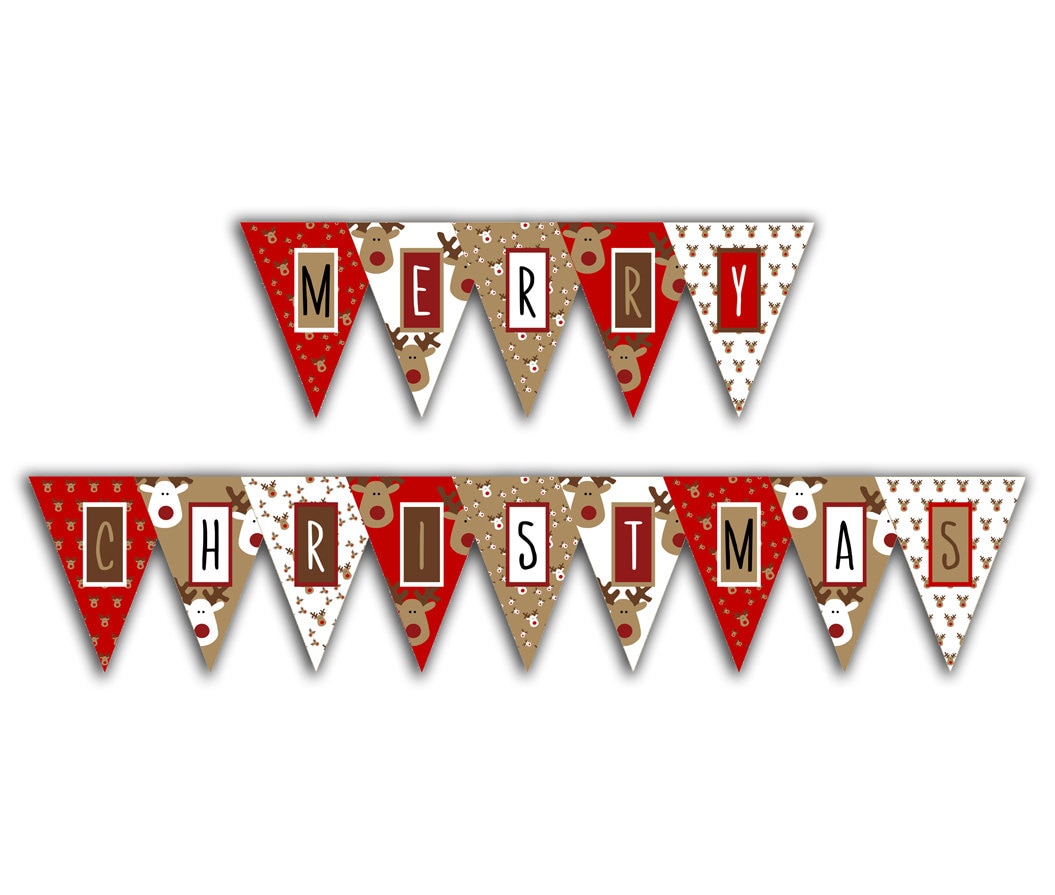 Merry Christmas Banner - Christmas Party Printable Sign, Christmas ...