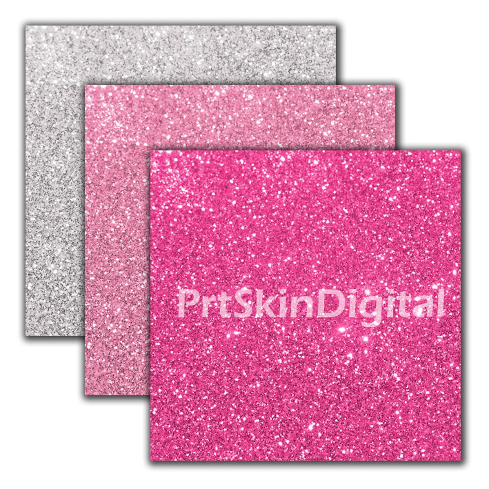 Pink Glitter Digital Paper Pack With Chevron Stripes and Hearts ...