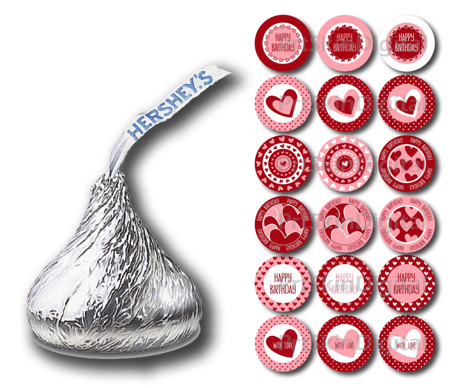 Chocolate Kisses Labels Happy Birthday Stickers for Hershey - Etsy