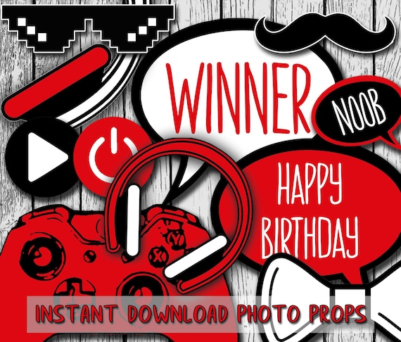 Gaming Photo Props, Printable Video Game Party Photo Booth Props ...