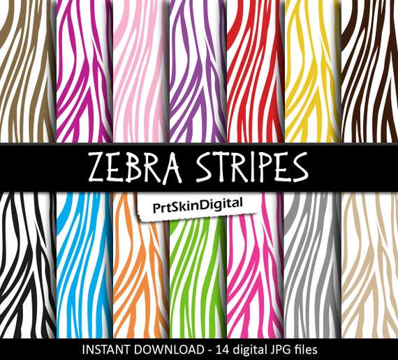 Zebra Digital Paper "Zebra Stripes" with 14 Zebra Print Backgrounds in ...