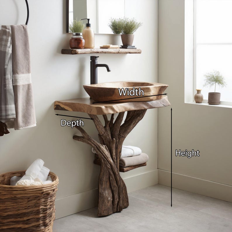 Live Edge Counter Wood Bathroom Vanity Bathroom Vanities Floating ...