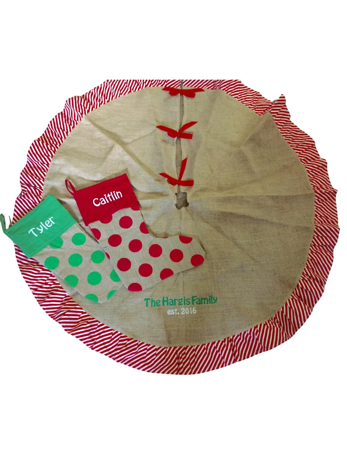 Monogrammed Jute Christmas Tree Skirt- Ruffle Edge - Etsy