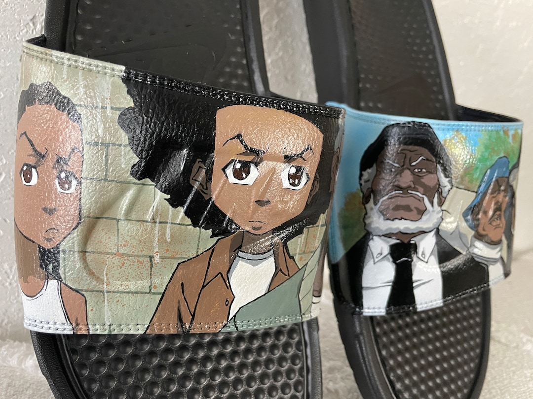 Boondocks Custom Slides – Hand Painted Huey & Riley Fan Art ...