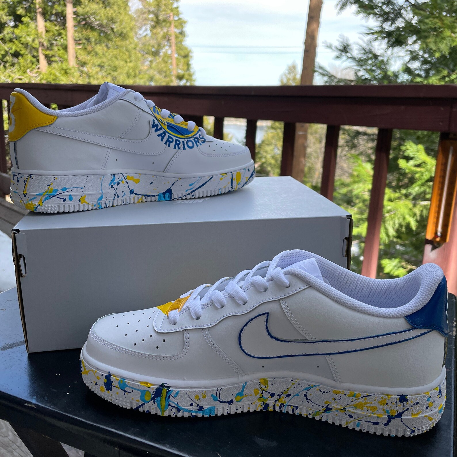 Steph Curry Warriors Af1s – Custom Hand Painted NBA Sneakers – Golden ...