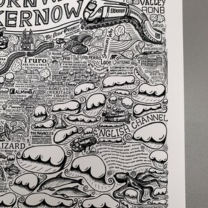 Cornwall Print A3 - Kernow Illustrated Map - Unframed or Framed ...