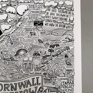 Cornwall Print A3 - Kernow Illustrated Map - Unframed or Framed ...