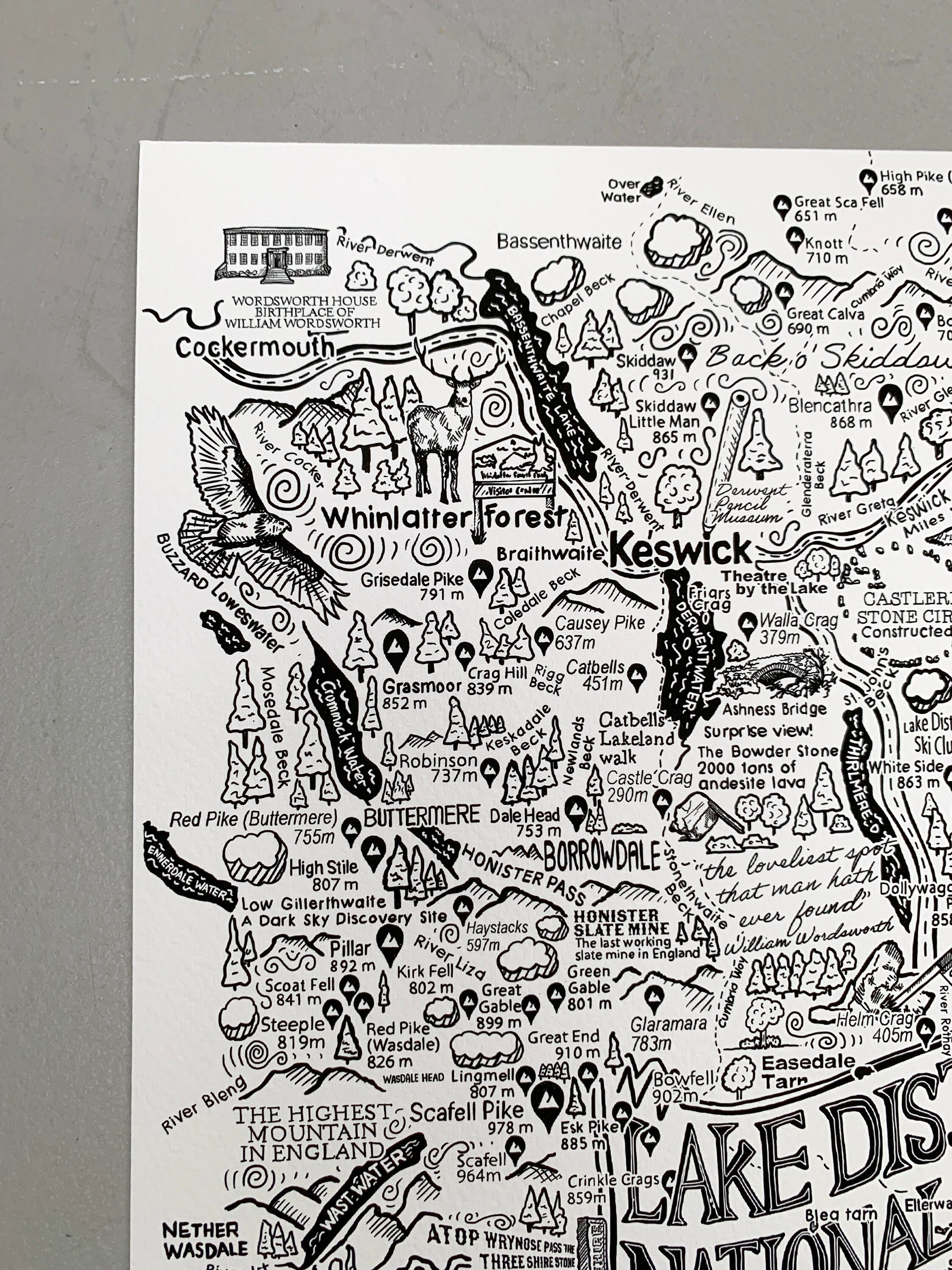 The Lake District A3 Illustrated Map. This is a Stunning A3 - Etsy UK