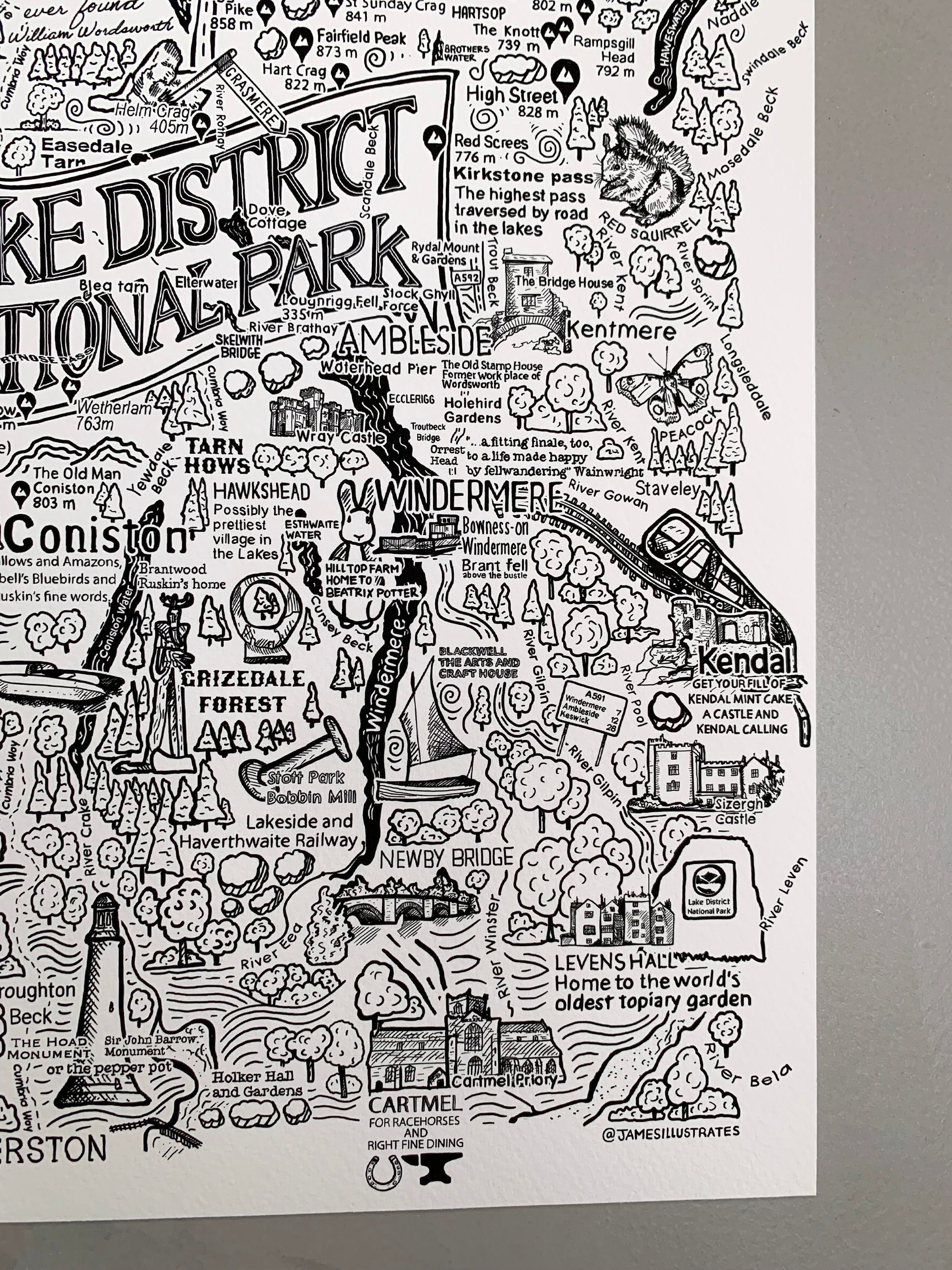The Lake District A3 Illustrated Map. This is a Stunning A3 - Etsy UK