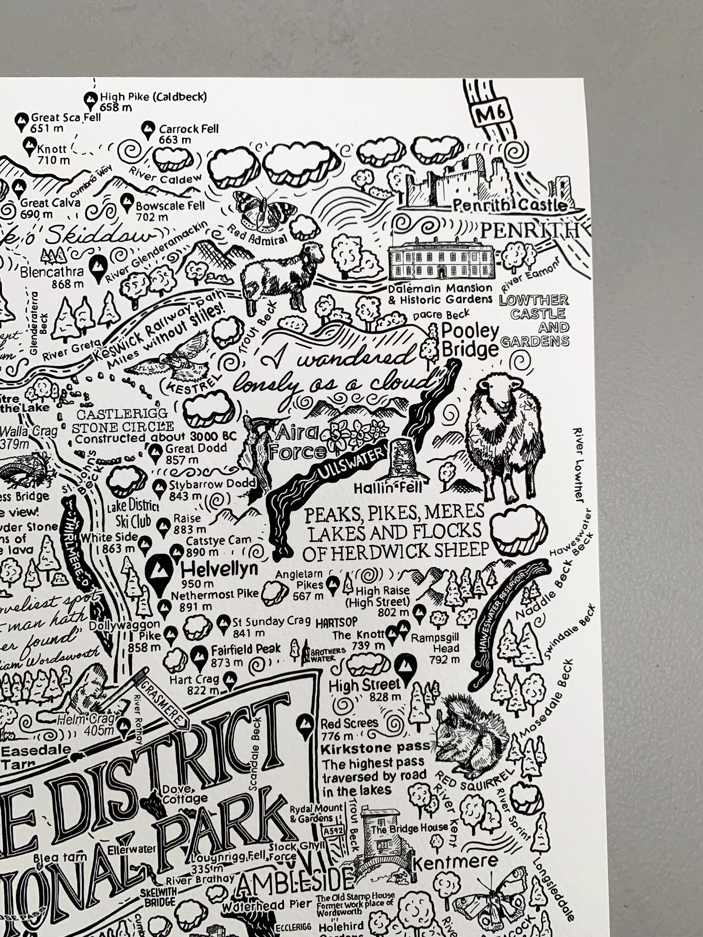The Lake District A3 Illustrated Map. This is a Stunning A3 - Etsy UK