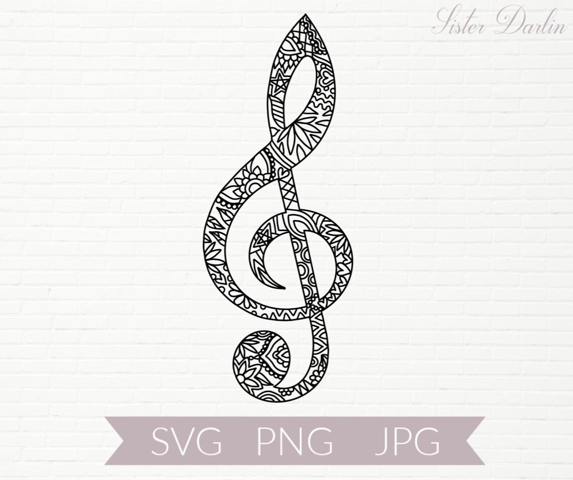 Treble Clef Mandala | Music Mandala SVG | Music Zentangle SVG | Music ...