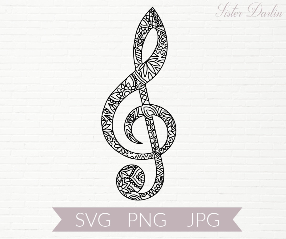 Treble Clef Mandala | Music Mandala SVG | Music Zentangle SVG | Music ...