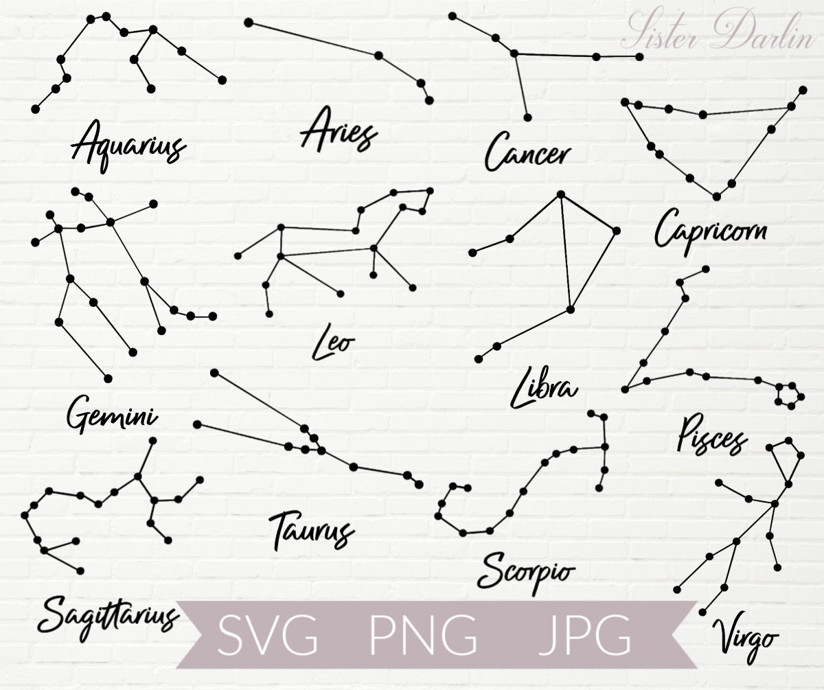 Zodiac Bundle SVG Star Signs SVG Aquarius Aries Cancer - Etsy Canada