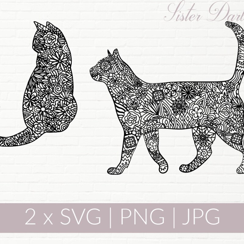 Cat Zentangle - Etsy