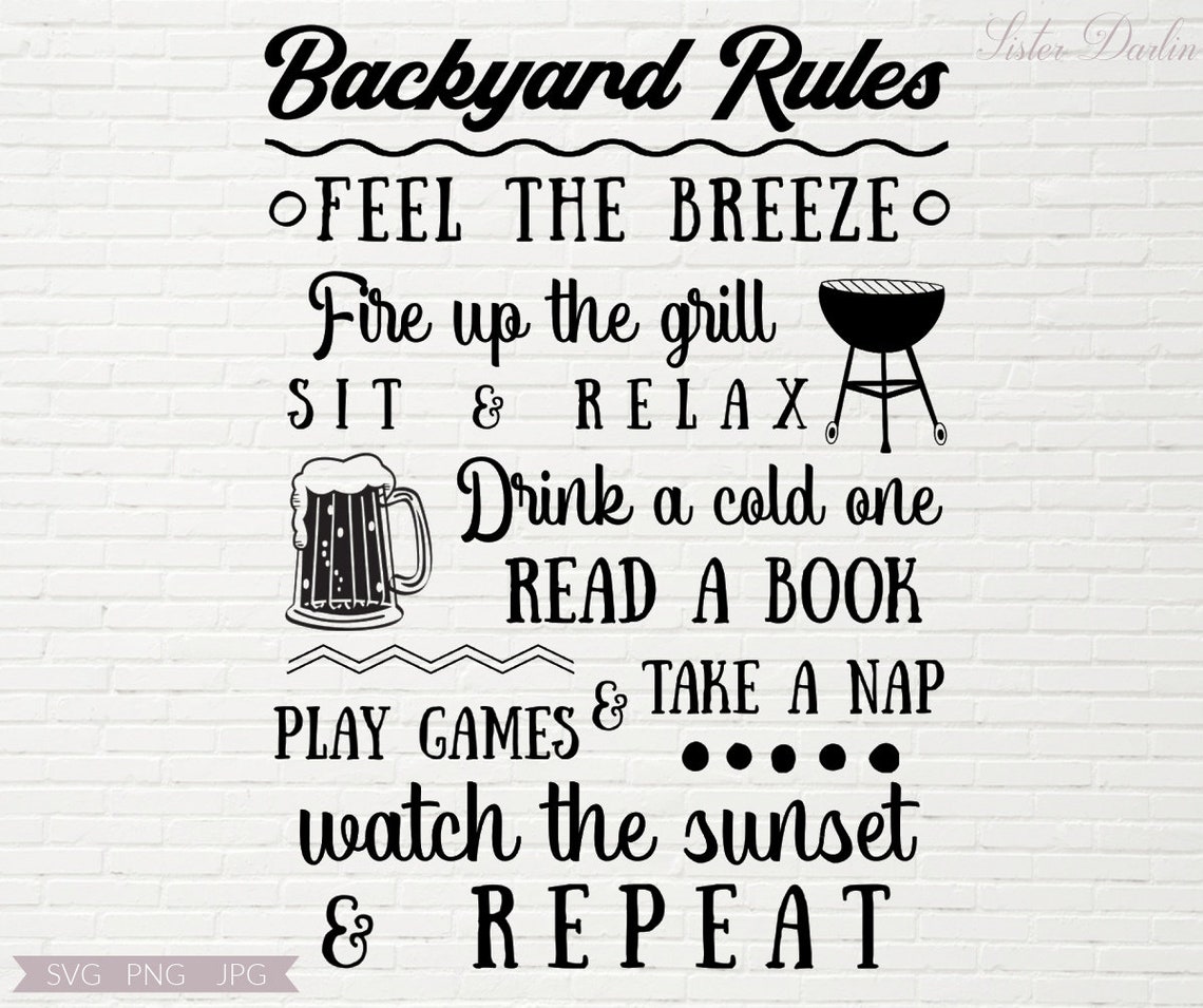 Backyard Rules SVG | Porch Sign SVG | Patio Rules Deck Rules SVG ...